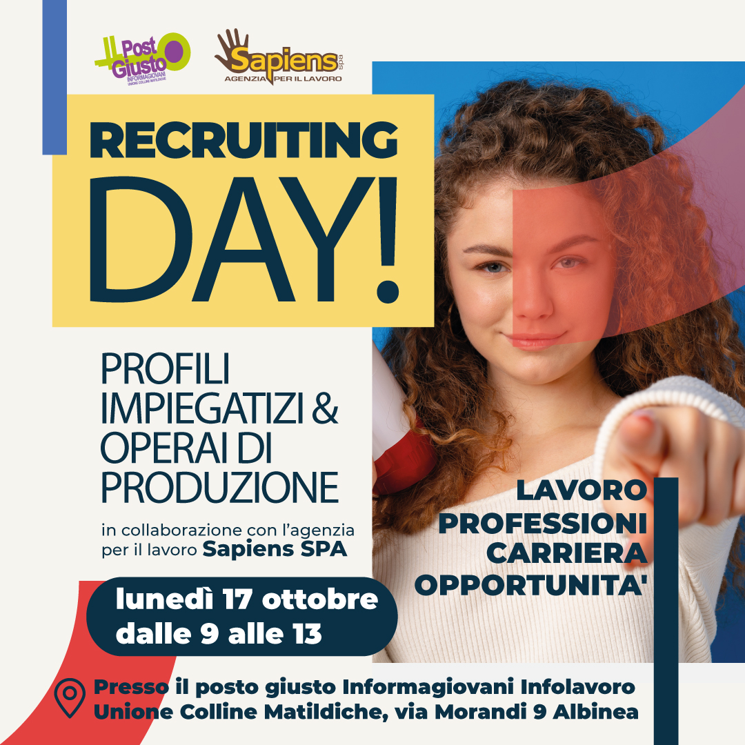 “Recruiting day” il 17 ottobre all’InformaGiovani – InfoLavoro “Il ...