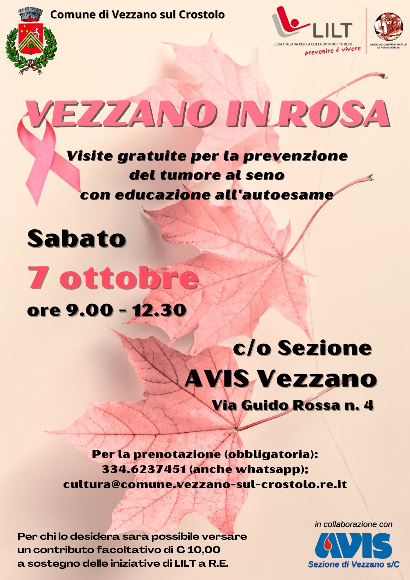 Visite gratuite al seno per la prevenzione dei tumori sabato 7 ottobre nella sede Avis di ...